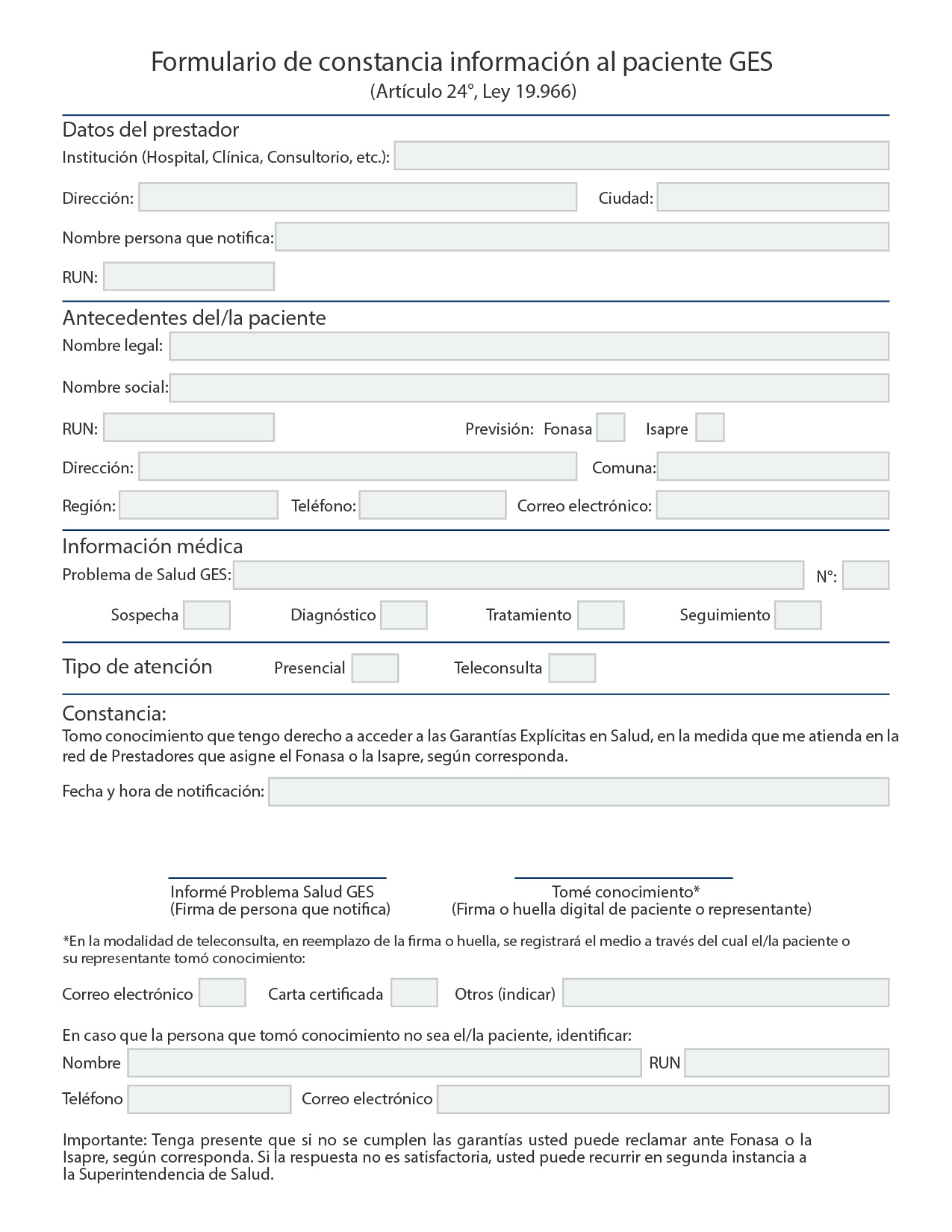 Nuevo formulario GES - Nicemed
